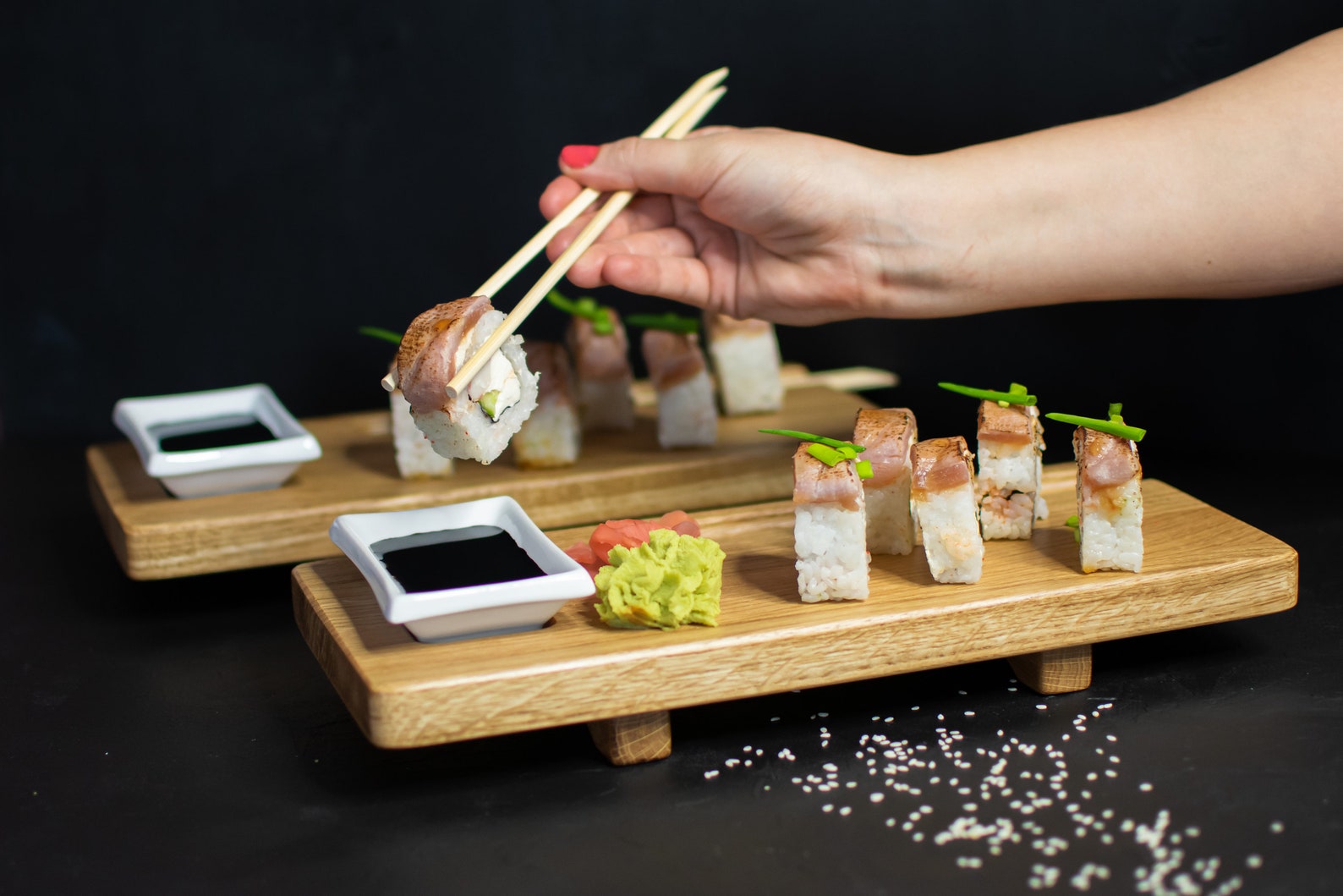 Modern Oak Wood Sushi Boards Plates for Sushi Handmade Sushi - Etsy