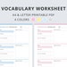 Vocabulary Worksheet Printable, Vocabulary Practice Sheet, Language ...