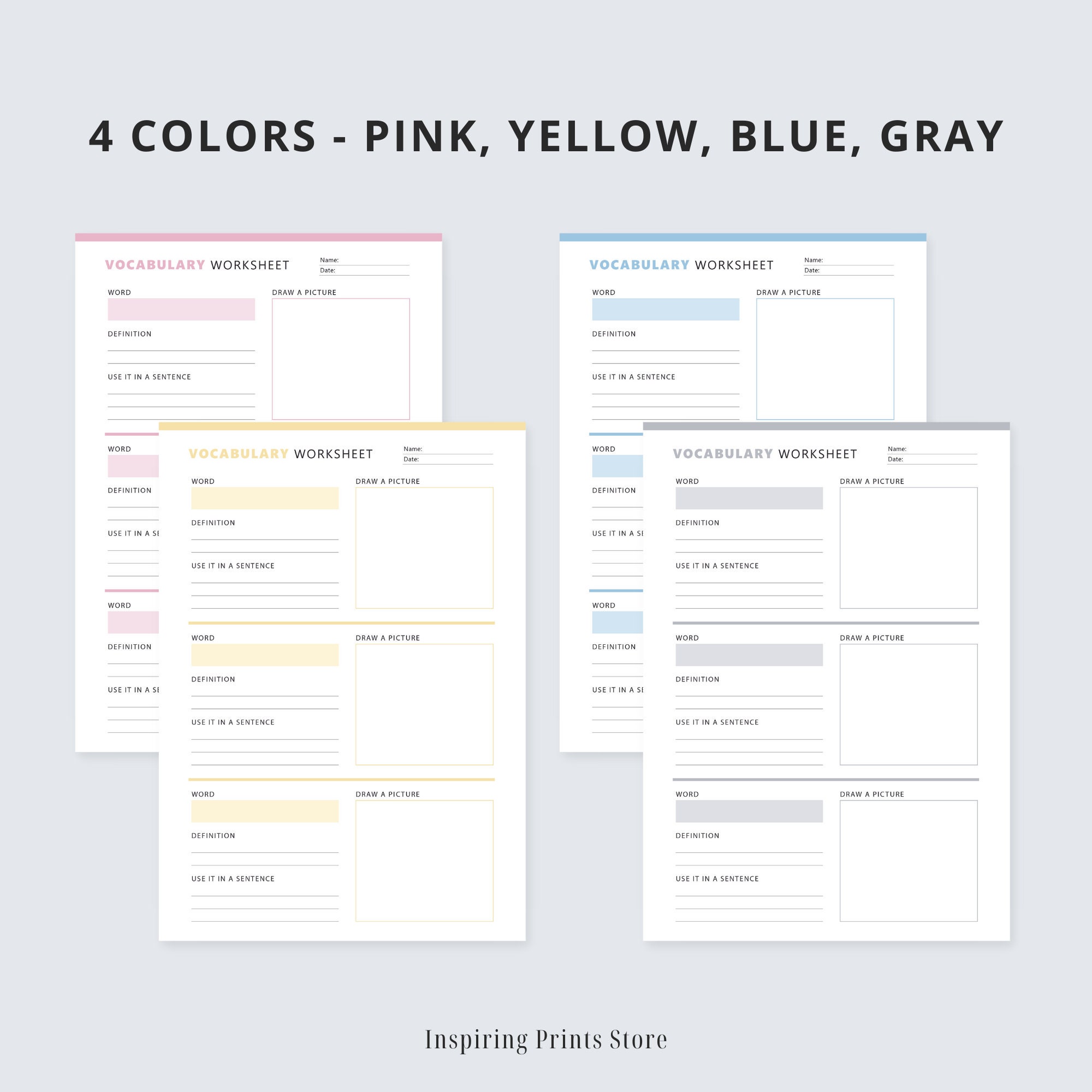 Vocabulary Worksheet Printable, Vocabulary Practice Sheet, Language ...