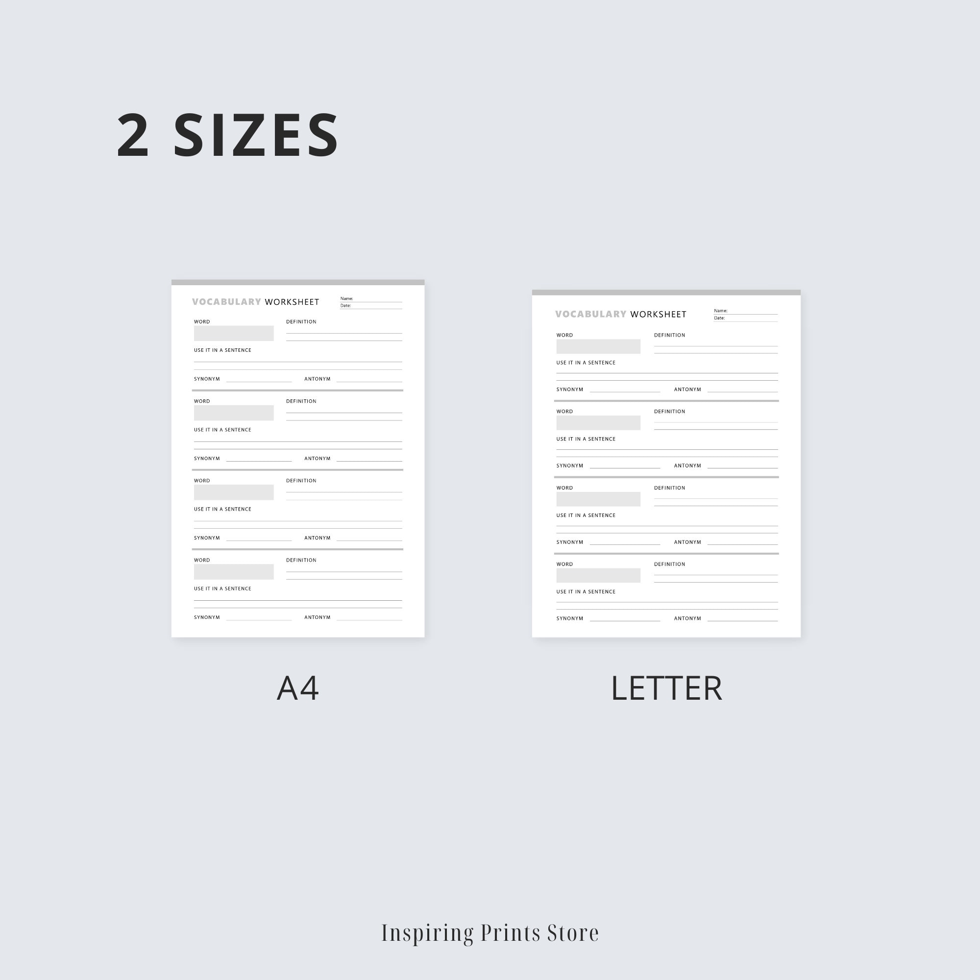 Vocabulary Worksheet Printable, Vocabulary Practice Sheet, Language ...