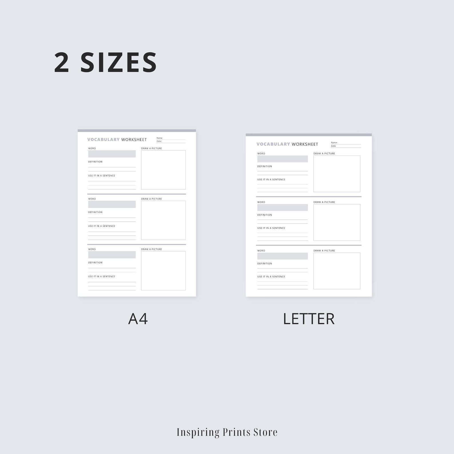 Vocabulary Worksheet Printable Bundle, Vocabulary Practice, Language ...