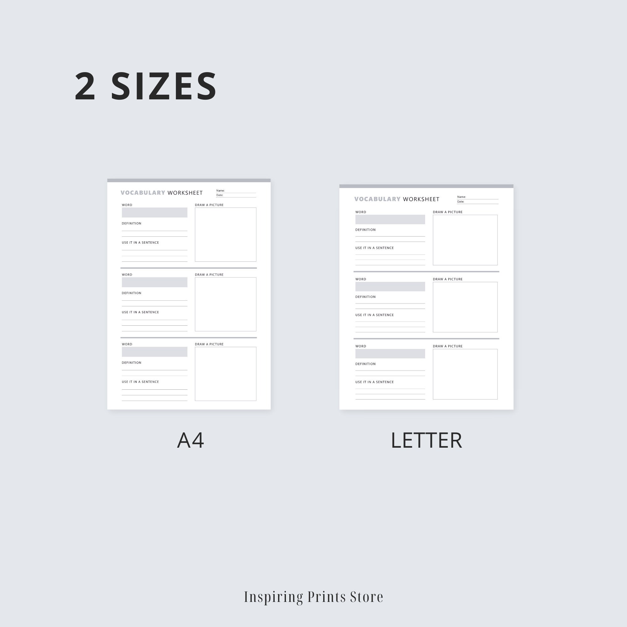 Vocabulary Worksheet Printable Bundle, Vocabulary Practice, Language ...