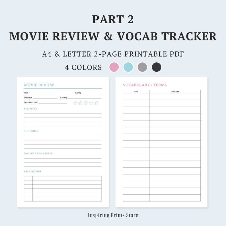 Movie/film Vocabulary + Movie Review Printable Bundle | Vocabulary by ...