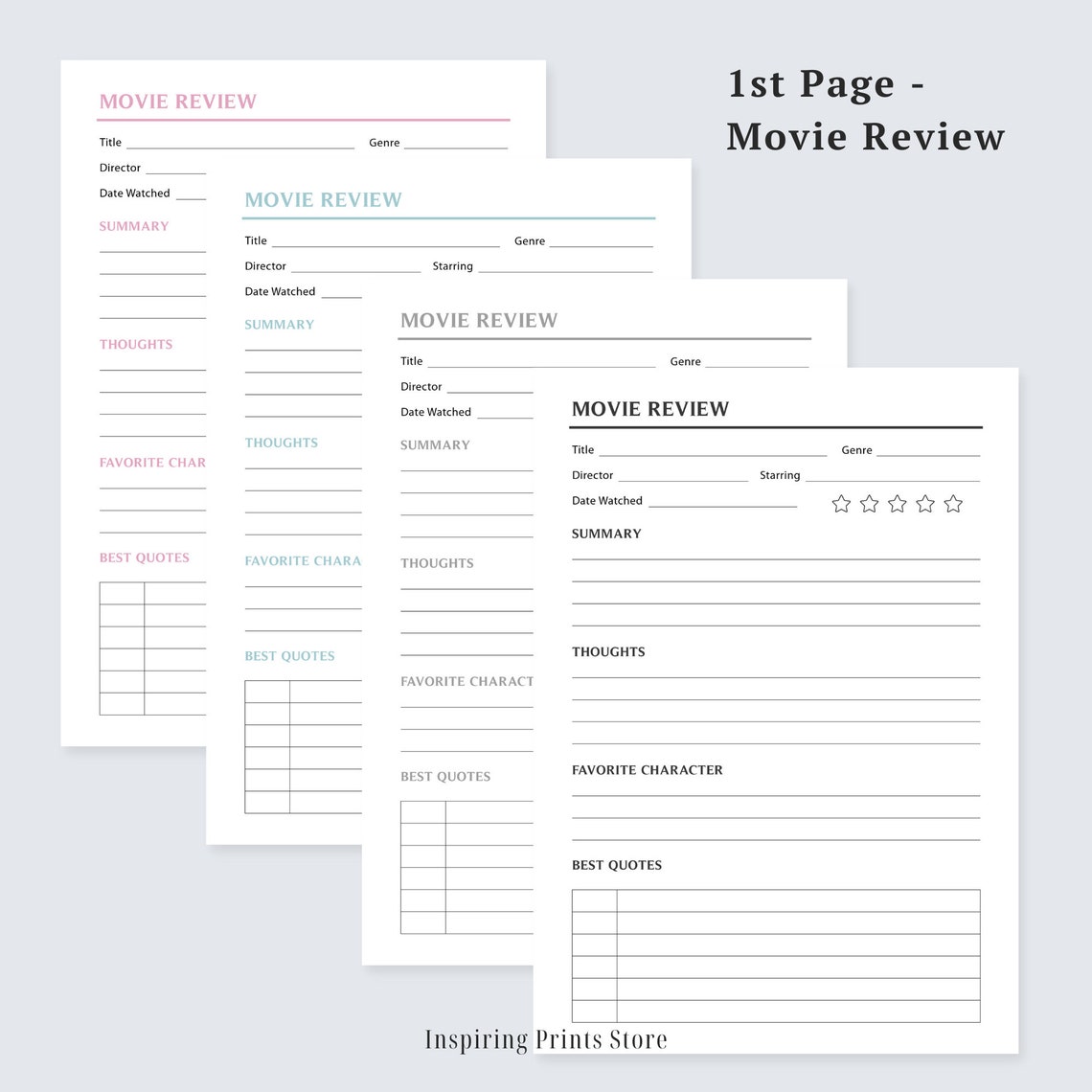 Movie Review With Vocabulary/terms Tracker Printable, Film Review ...