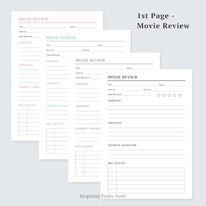 Movie Review With Vocabulary/terms Tracker Printable, Film Review ...