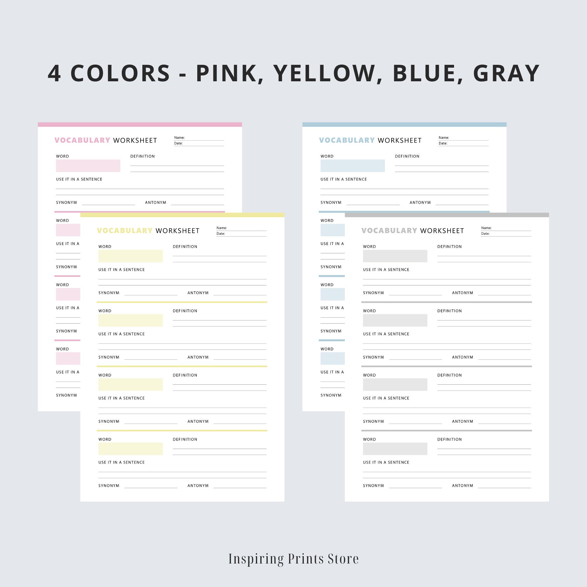 Vocabulary Worksheet Printable, Vocabulary Practice Sheet, Language ...