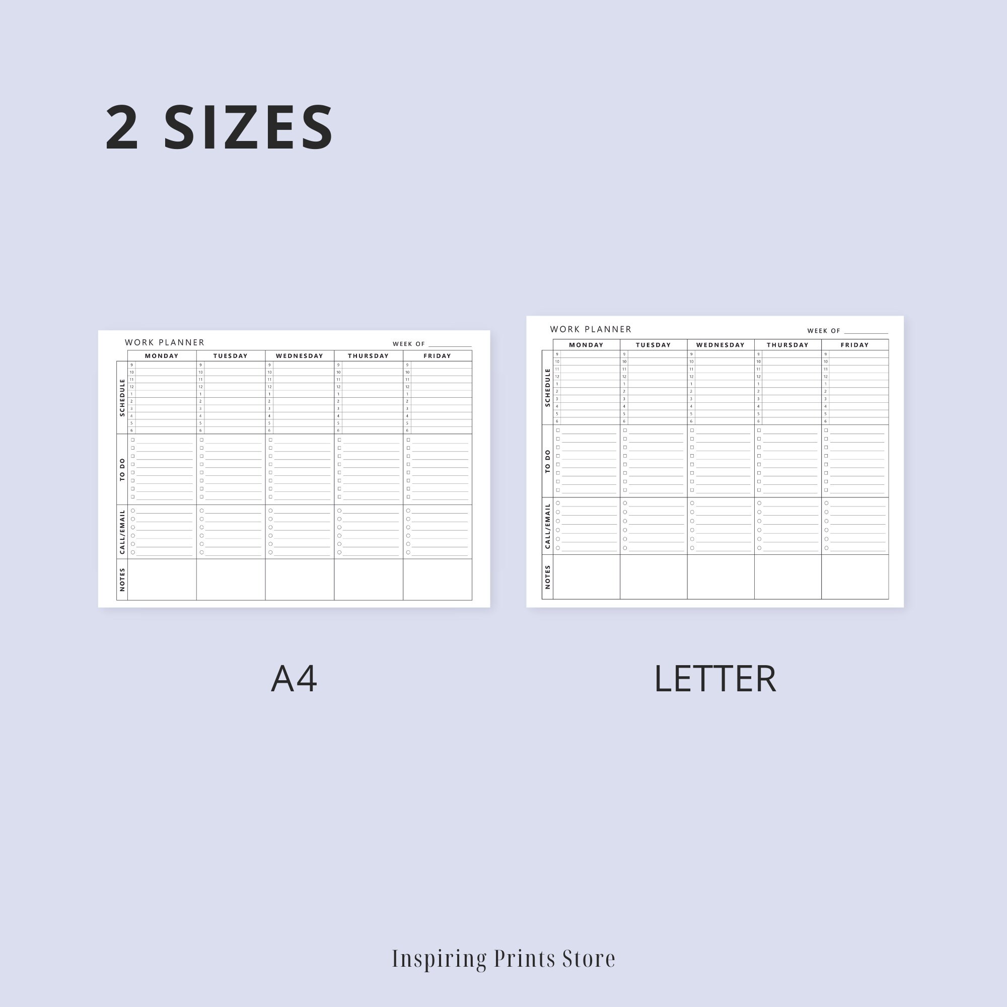 Weekly Work Planner Printable, Office Tasks Organizer, Weekly Schedule ...