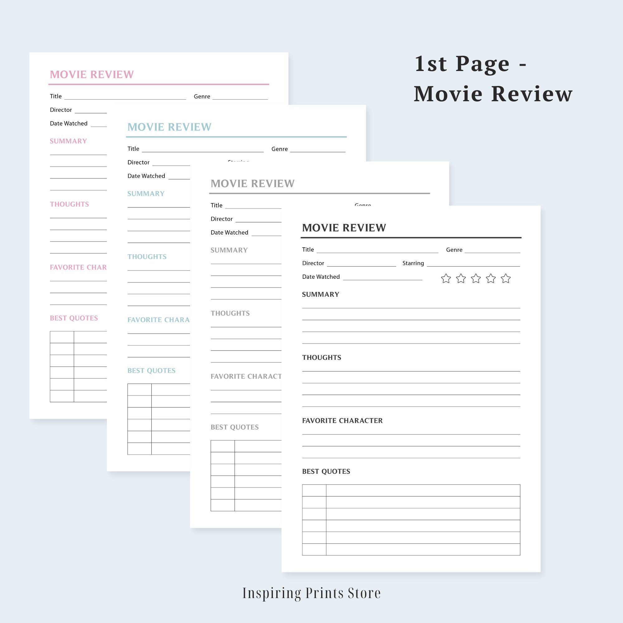 Movie/film Vocabulary + Movie Review Printable Bundle | Vocabulary by ...
