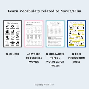 Movie/film Vocabulary + Movie Review Printable Bundle | Vocabulary by ...