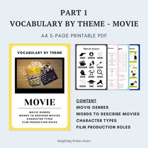 Movie/film Vocabulary + Movie Review Printable Bundle | Vocabulary by ...