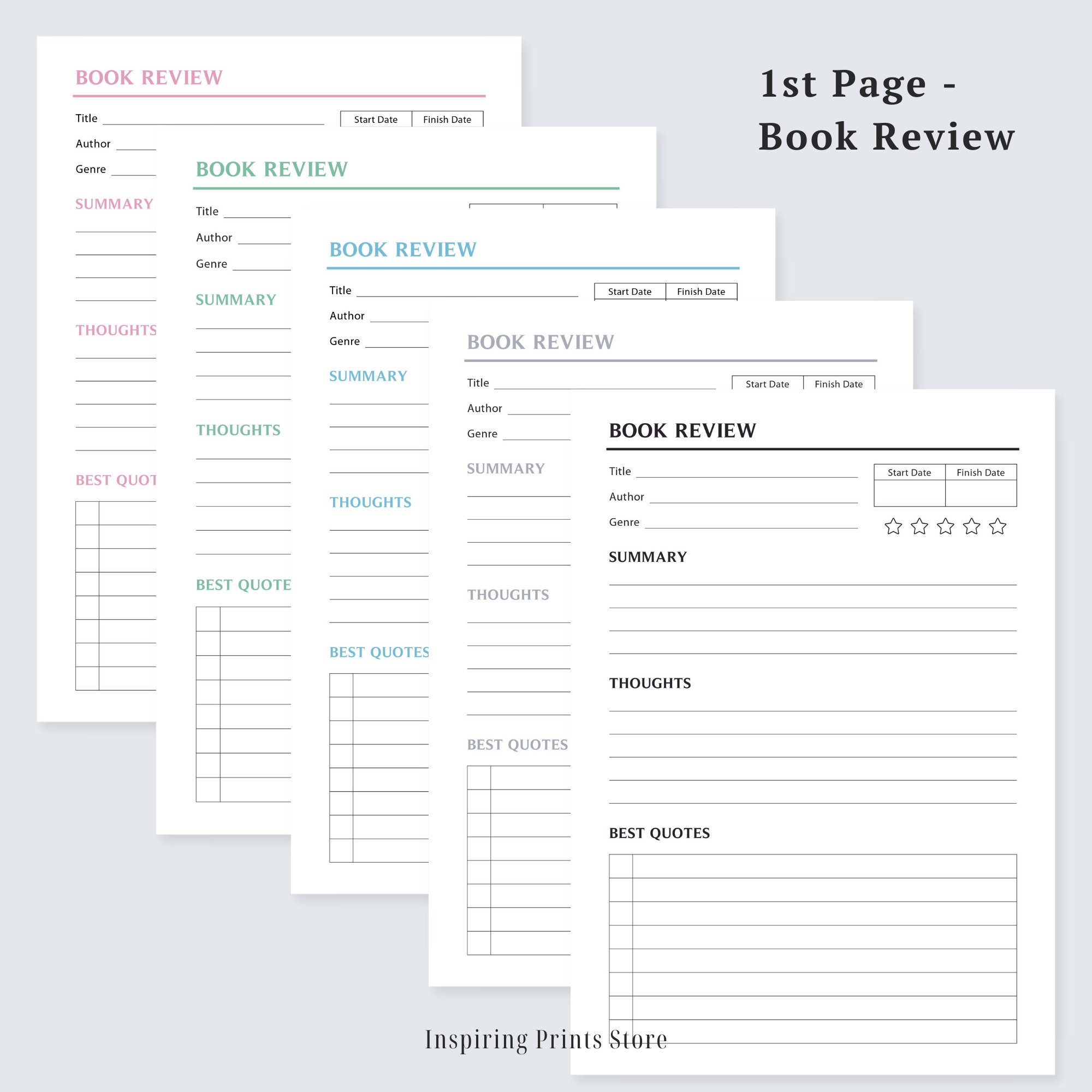 Book Review With Vocabulary/terms Tracker Printable, Book Report ...