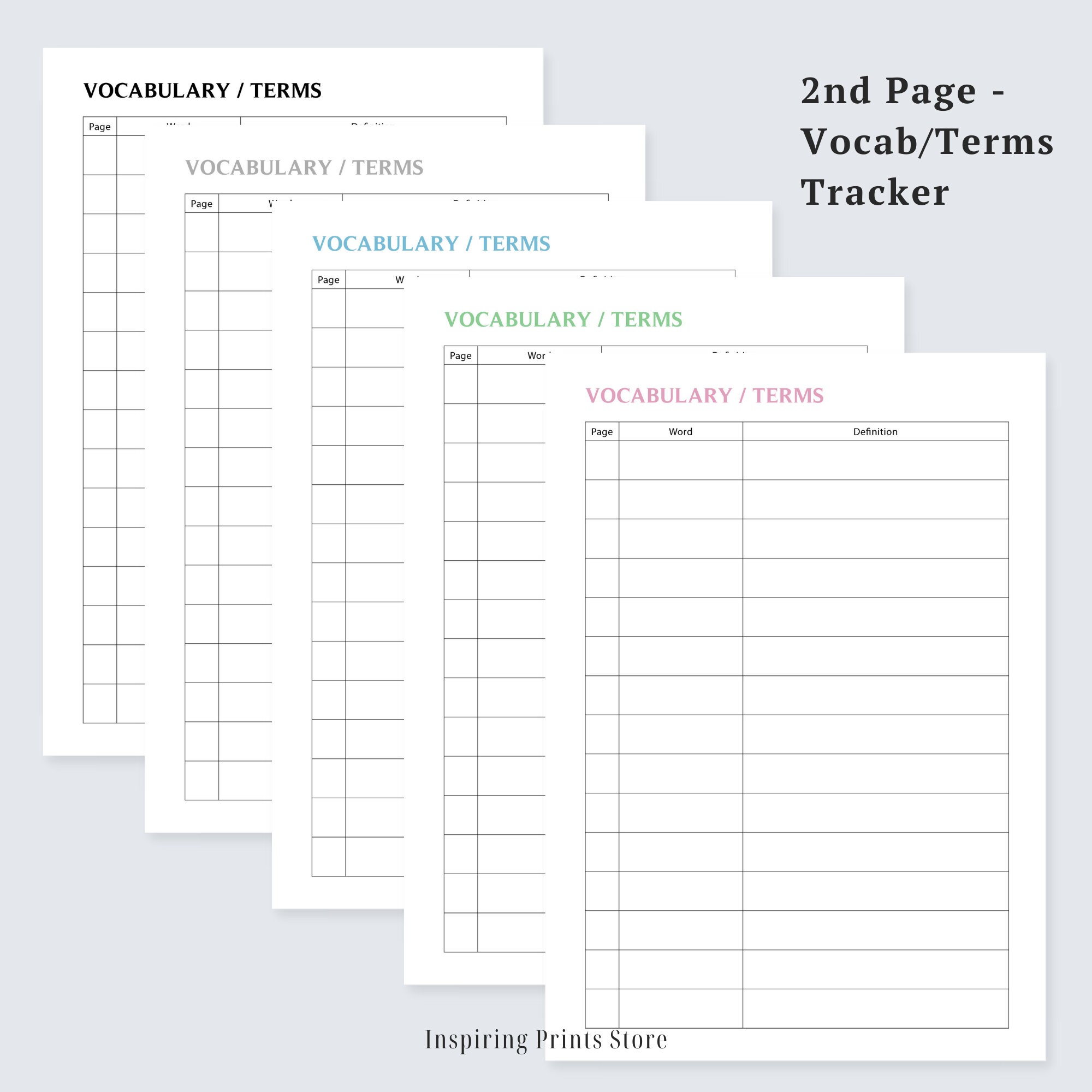 Book Review With Vocabulary/terms Tracker Printable, Book Report ...