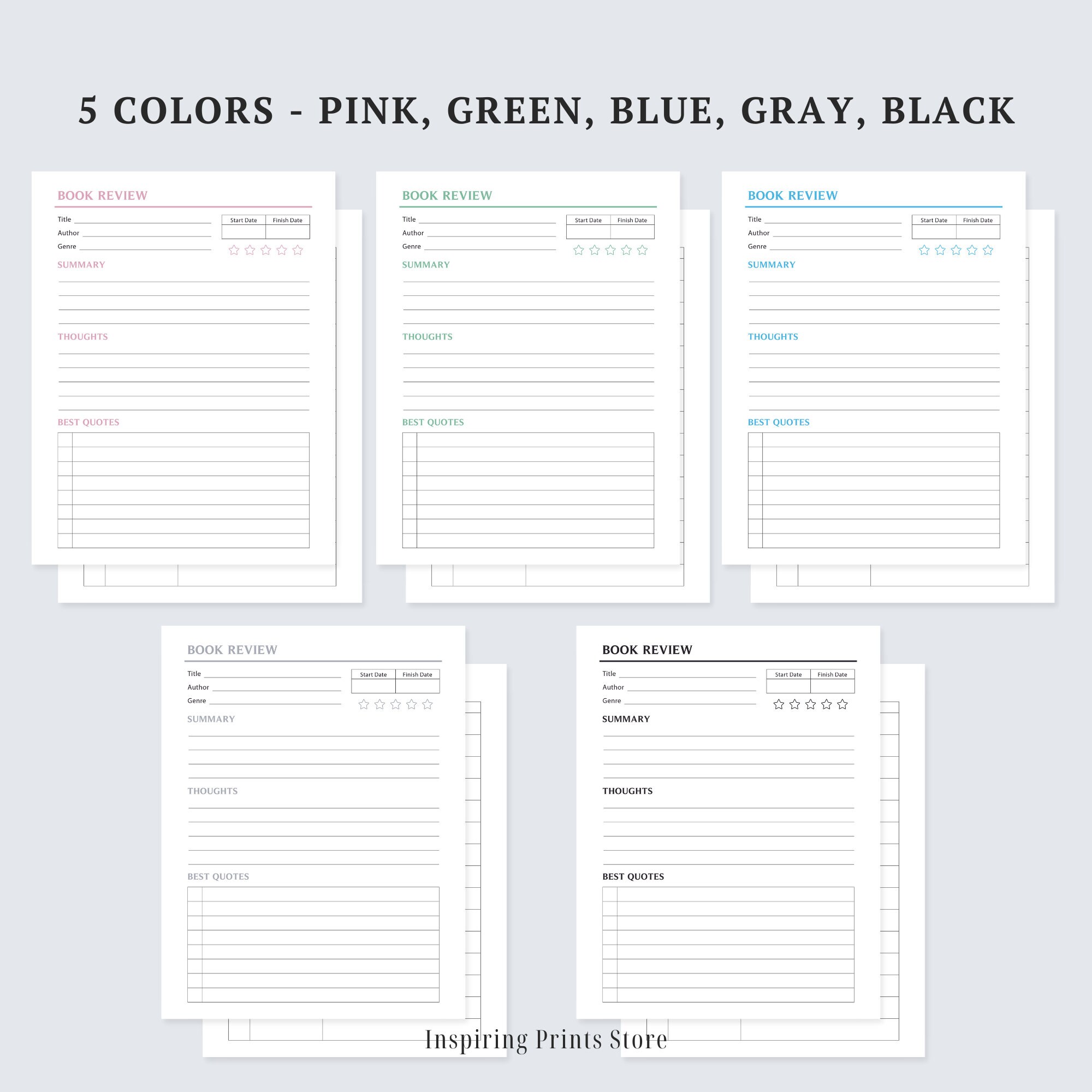 Book Review With Vocabulary/terms Tracker Printable, Book Report ...