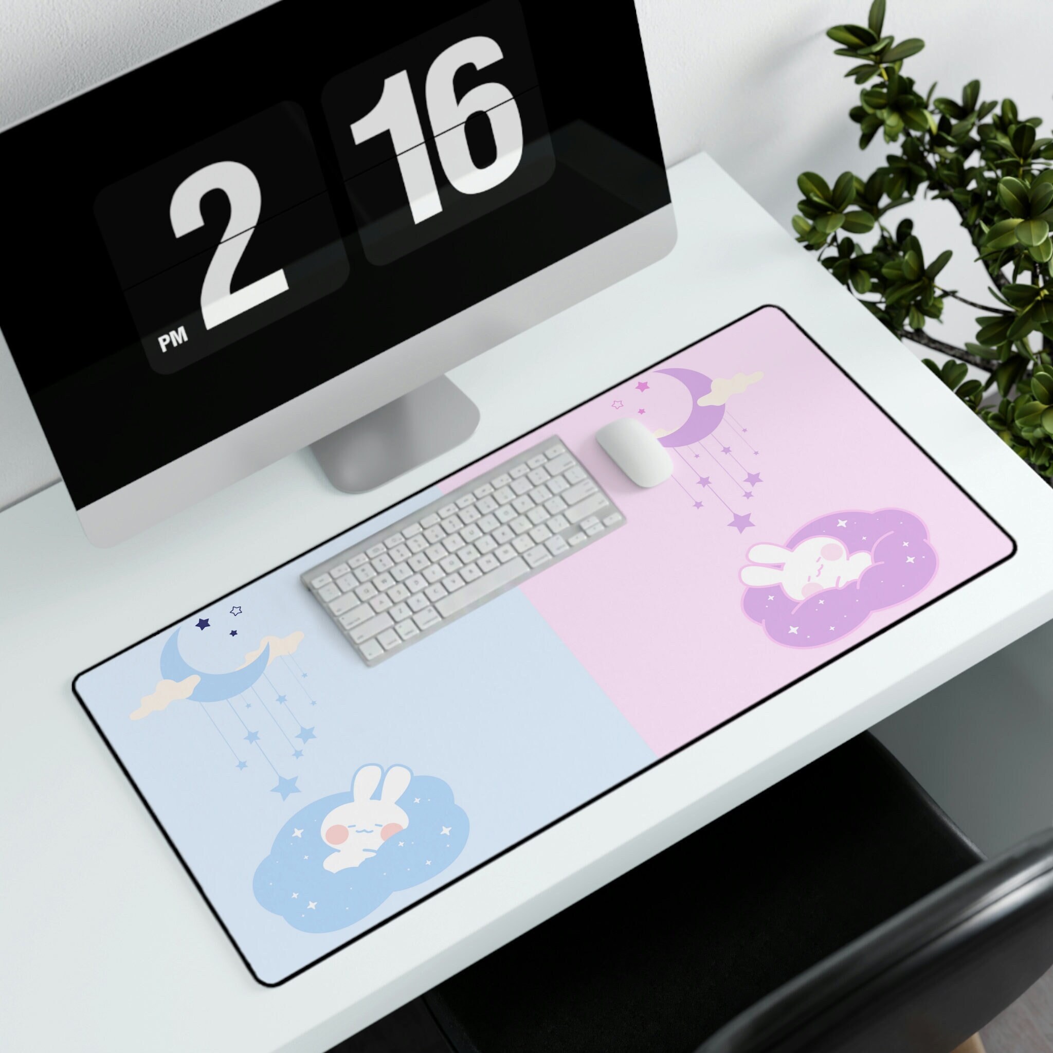Kawaii Minimal Large Gaming Desk Mat Gift for Her Gift for Gamer Girl ...