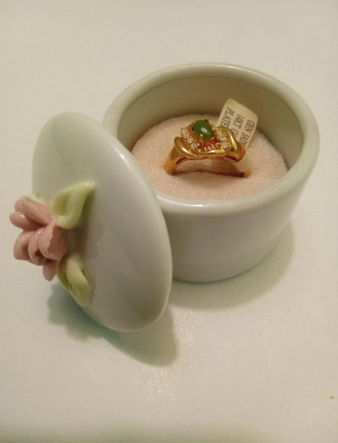 RARE Vintage Genuine Jade Stone 14k Plated Ring Size 8 - Etsy
