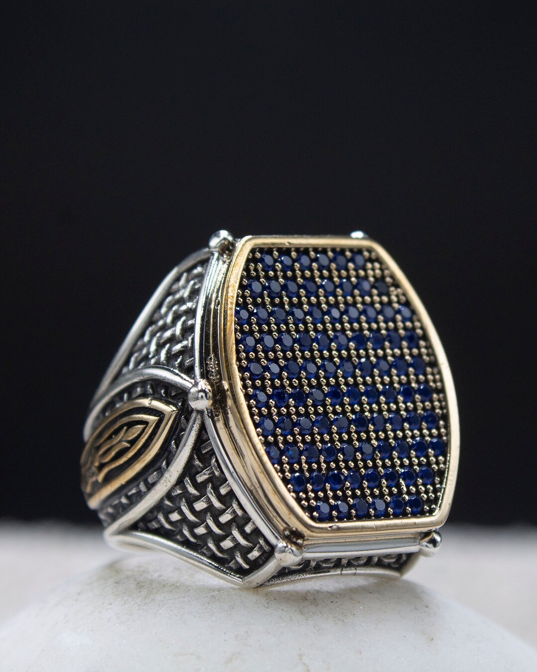 Blue Luxury Silver Men Ring, Turkish Special Design Handmade Ring, Blue ...