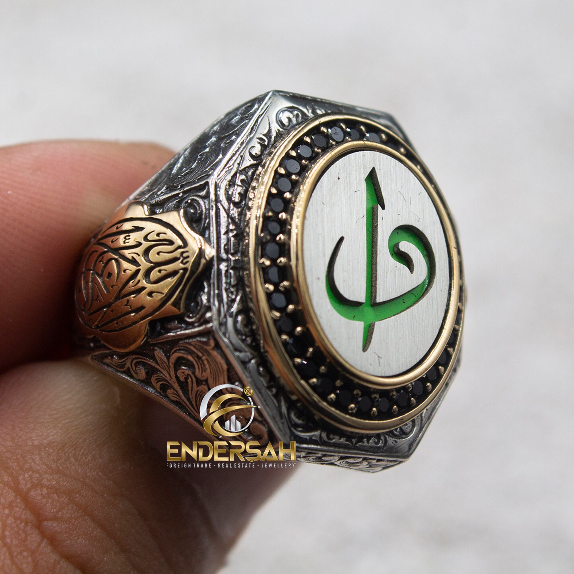 İslamic Silver Calligraphy Ring With Arabic Letter, 925k Men Silver ...
