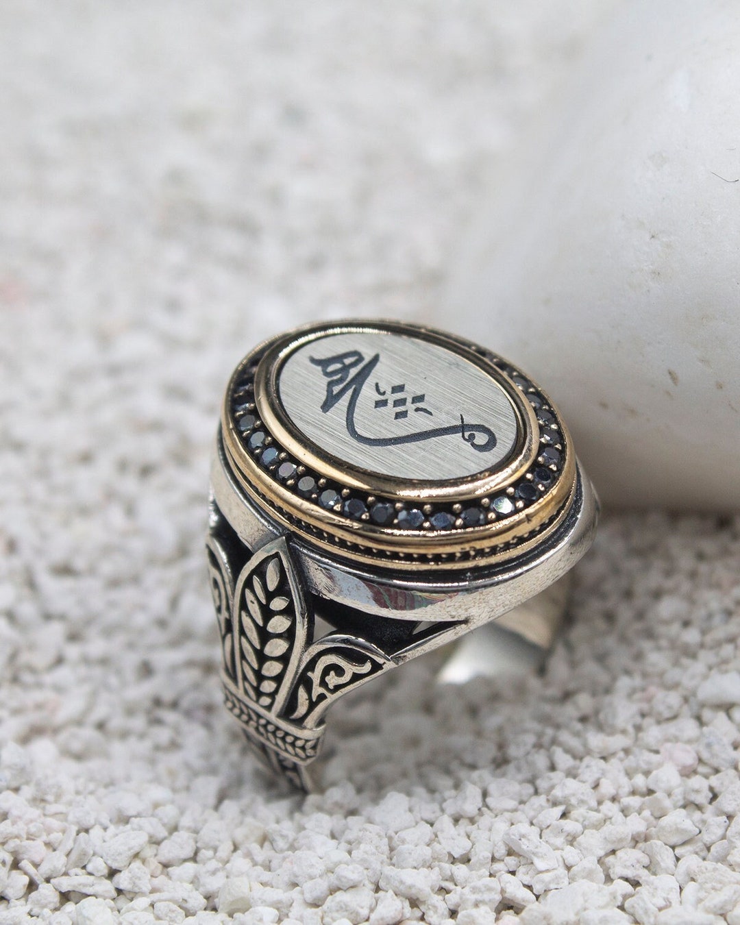 İslamic Silver Calligraphy Ring With Arabic Letter, 925k Men Silver ...