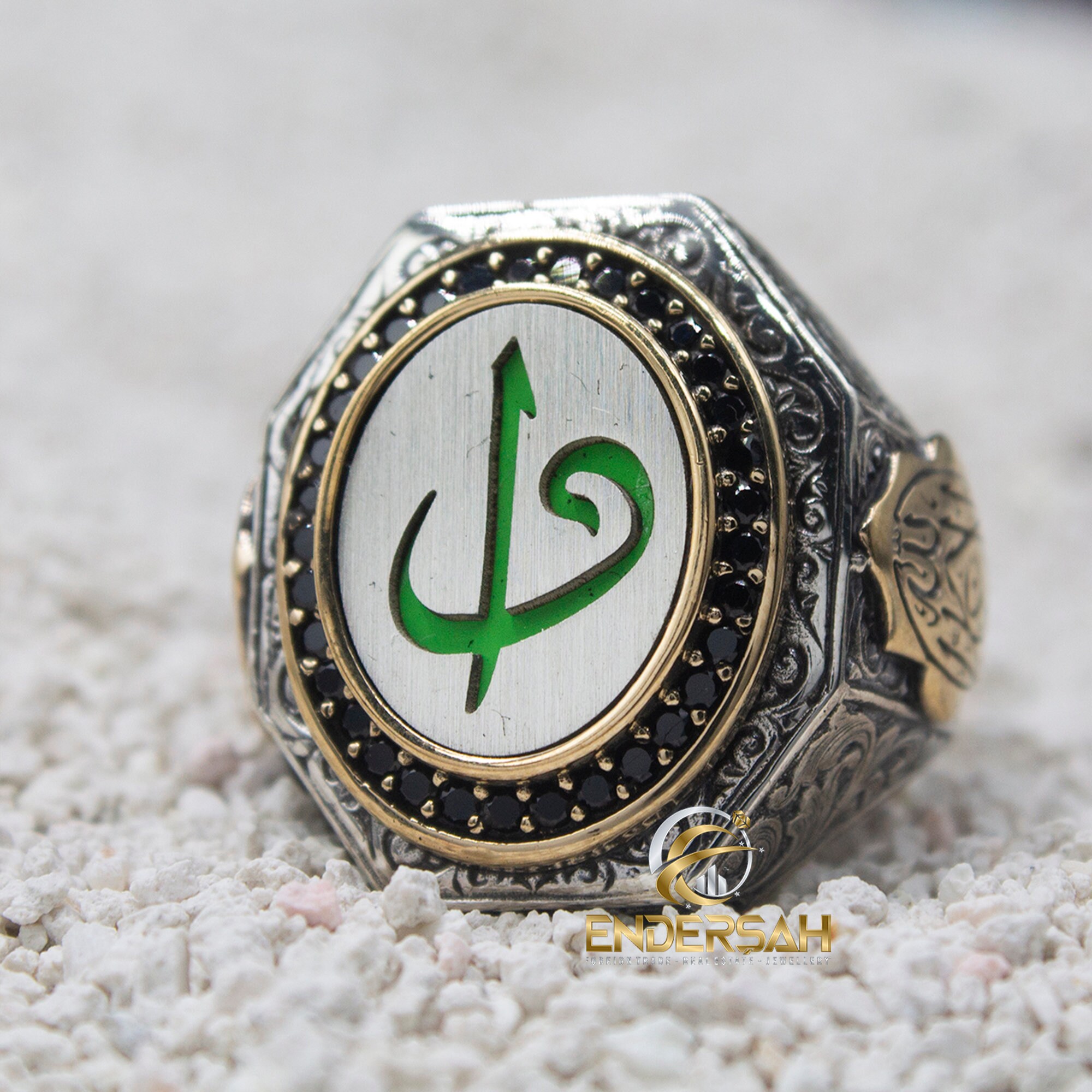 İslamic Silver Calligraphy Ring With Arabic Letter, 925k Men Silver ...