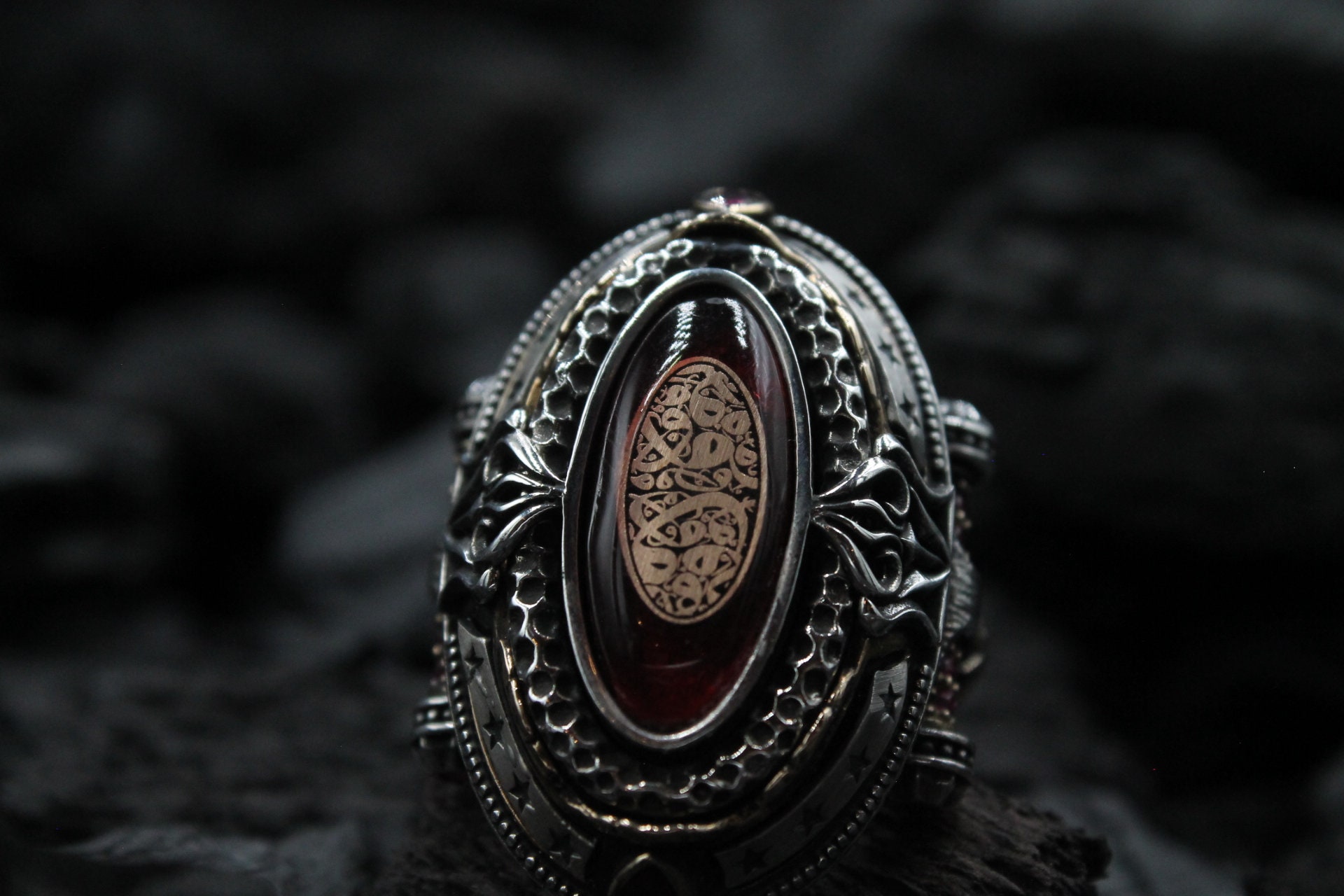 Arabic Calligraphy Art Engraved Mens Ring , Islamic Calligraphy Ring ...