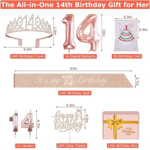 14th Birthday Decorations for Girls Including 14th Birthday Sash and ...