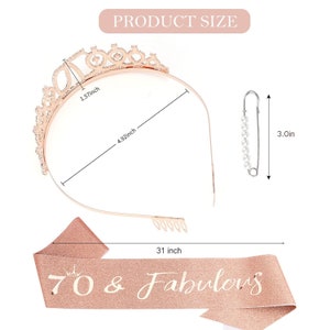 70th Birthday Crown 70 & Fabulous Birthday Sash Pearl Pin Set, 70th ...