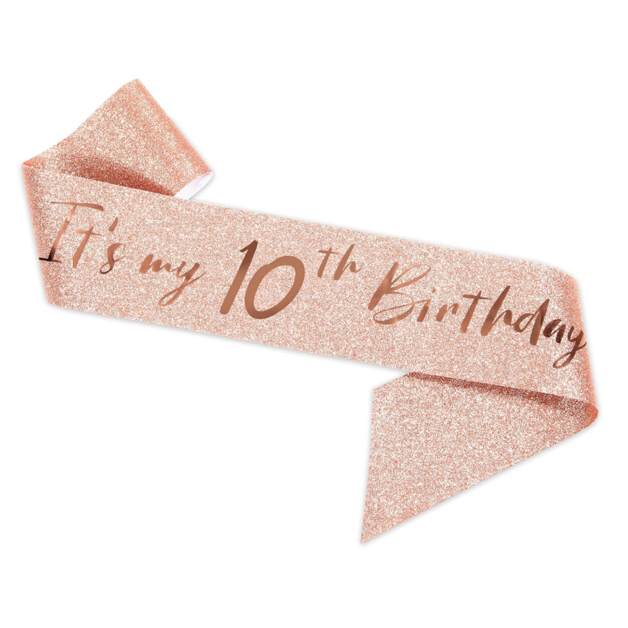 10th Birthday Sash and Tiara for Girls, Rose Gold Birthday Sash Crown ...
