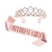 Birthday Girl Sash & Rhinestone Tiara Kit - Rose Gold Birthday Gifts Glitter Birthday Sash ...