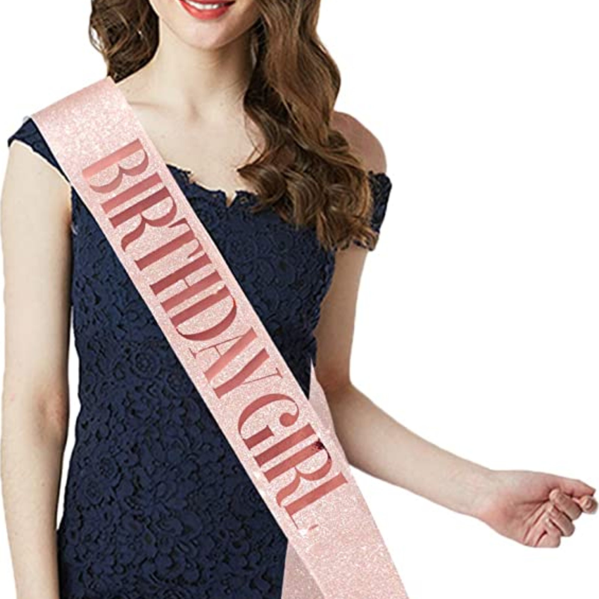 Birthday Girl Sash & Rhinestone Tiara Kit Rose Gold Birthday Gifts Glitter Birthday Sash ...