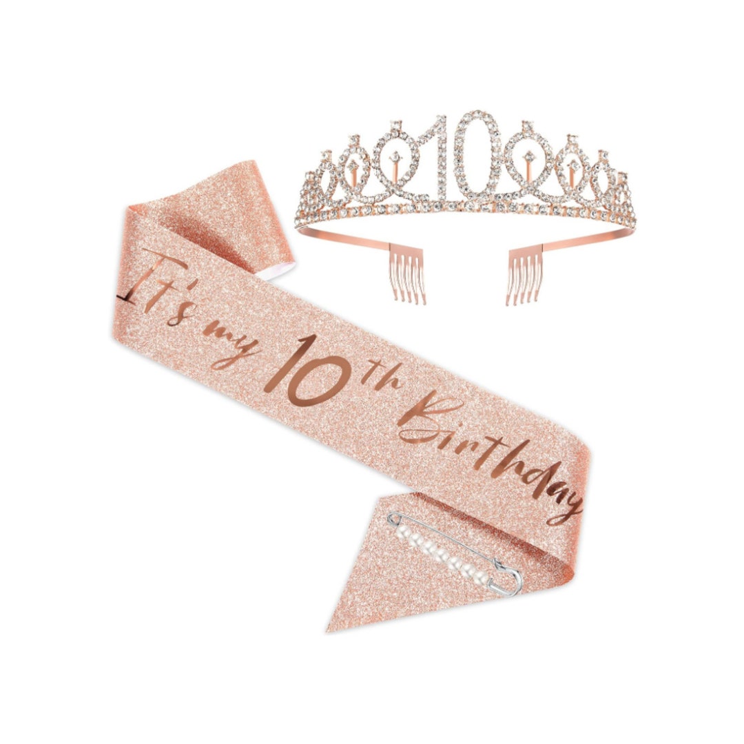 10th Birthday Tiara and Rose Gold Sash Set - Etsy