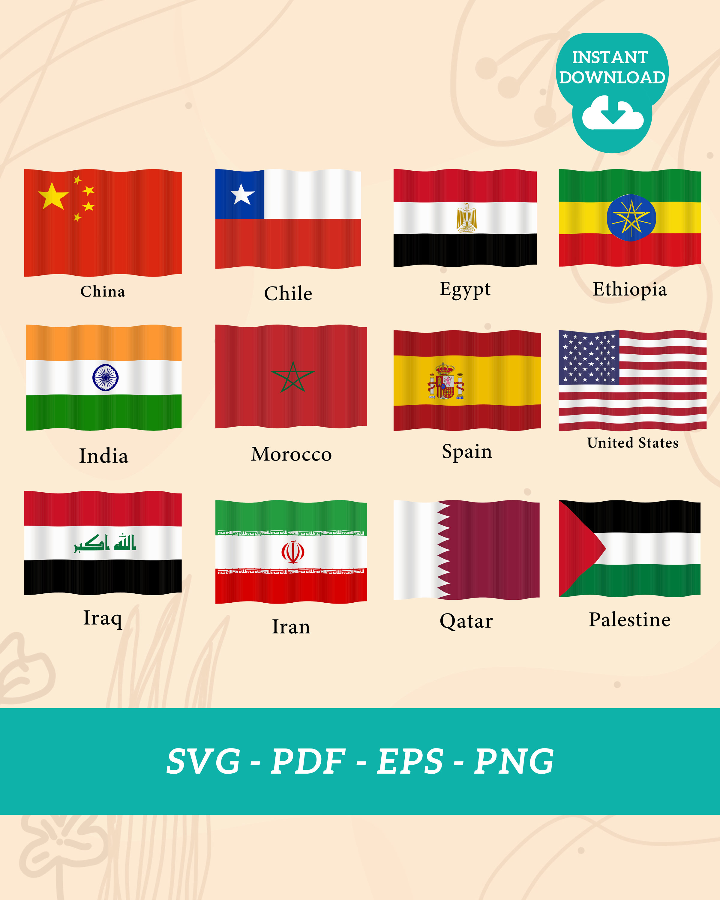 Realistic Wavy Flags of All Countries: Over 100 National Flags ...