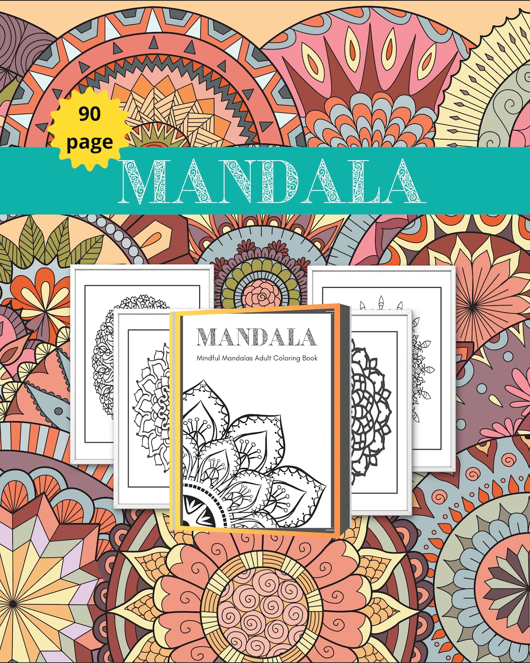 90 Printable Mandalas Coloring Pages,mandalas Coloring Book,anti ...