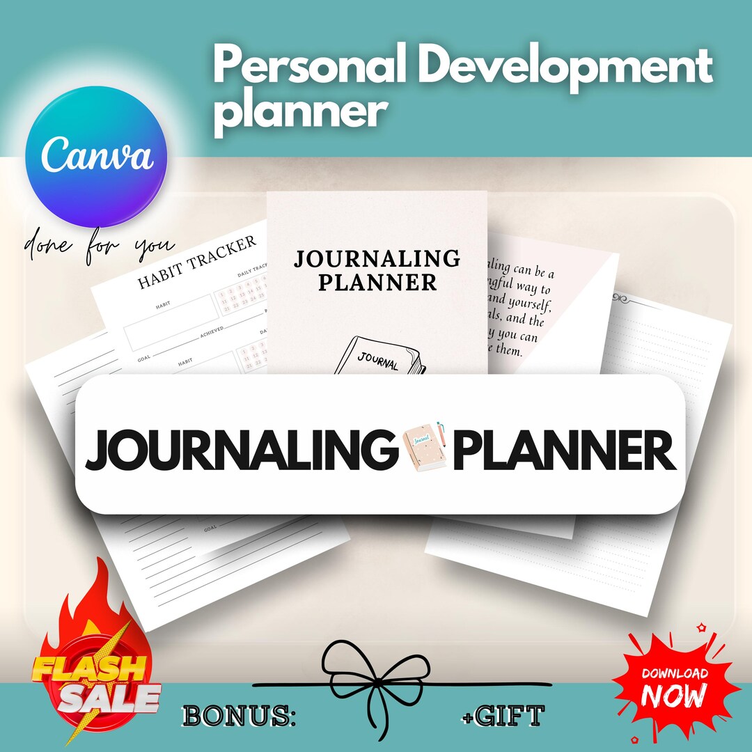 Journaling Planner Canva Template | Daily Journal & Habit Tracker ...
