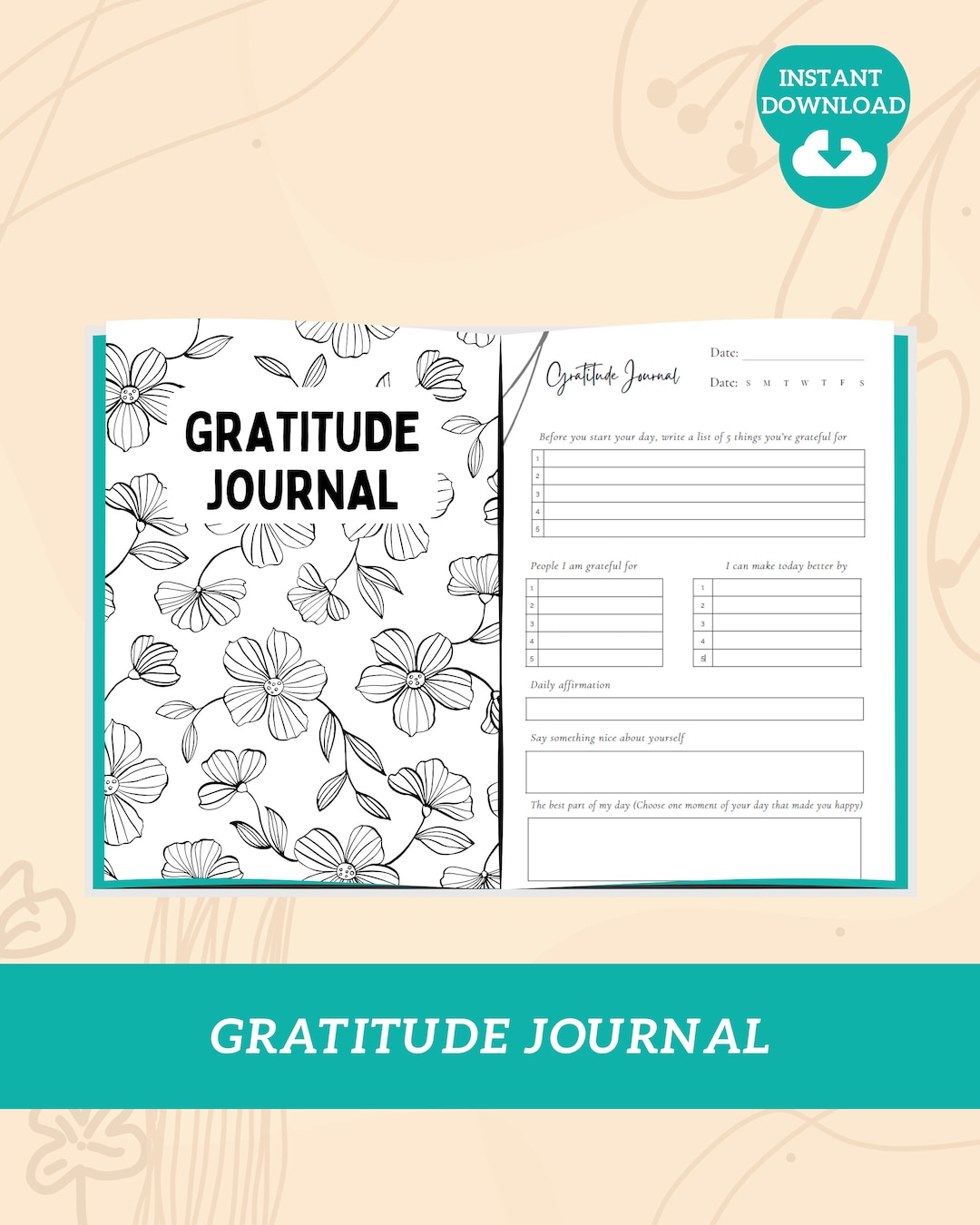 Daily Gratitude Printable Journal Pdf,gratitude Daily Journal Planner ...