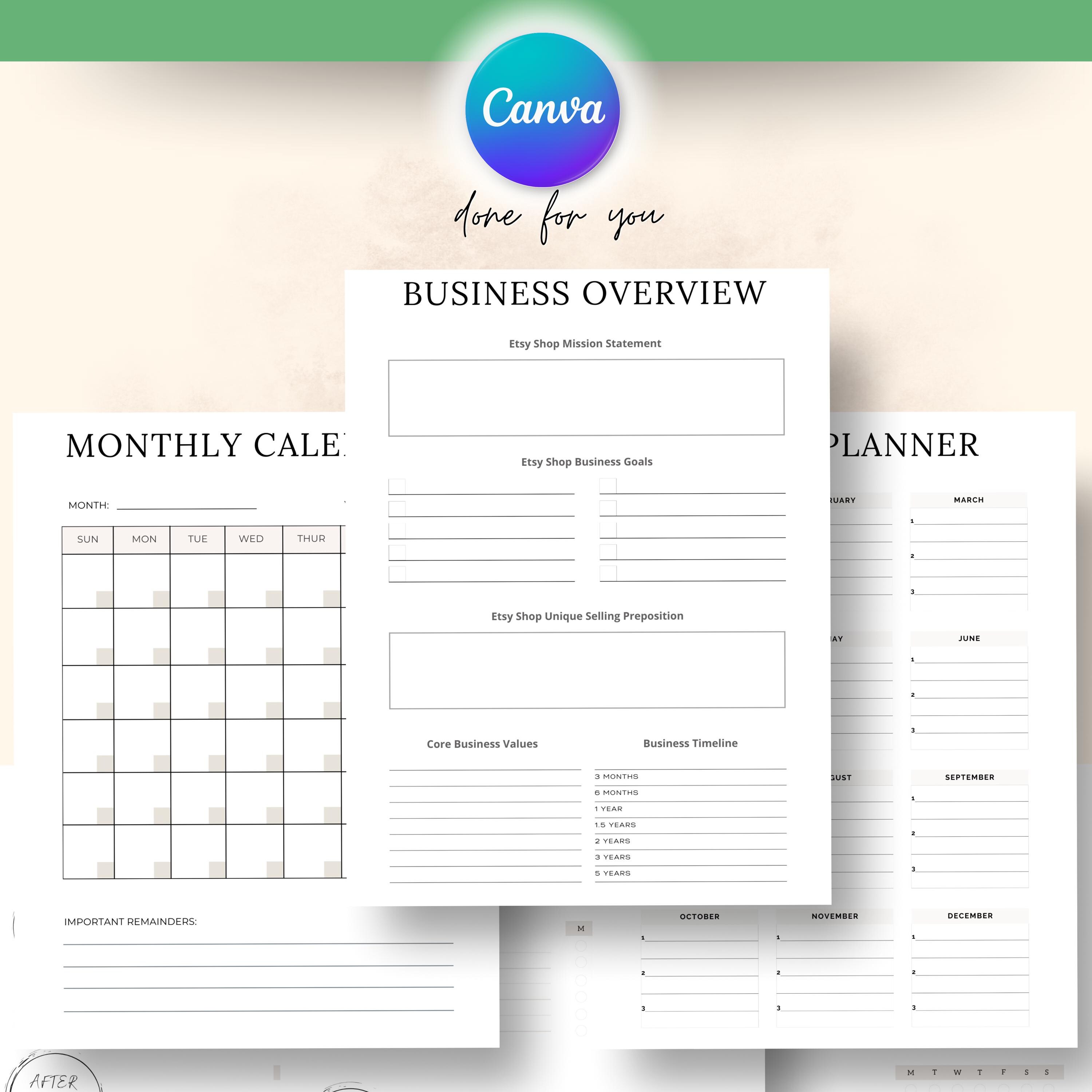 Etsy Shop Planner Canva Template | Editable Seller Organizer, Order ...