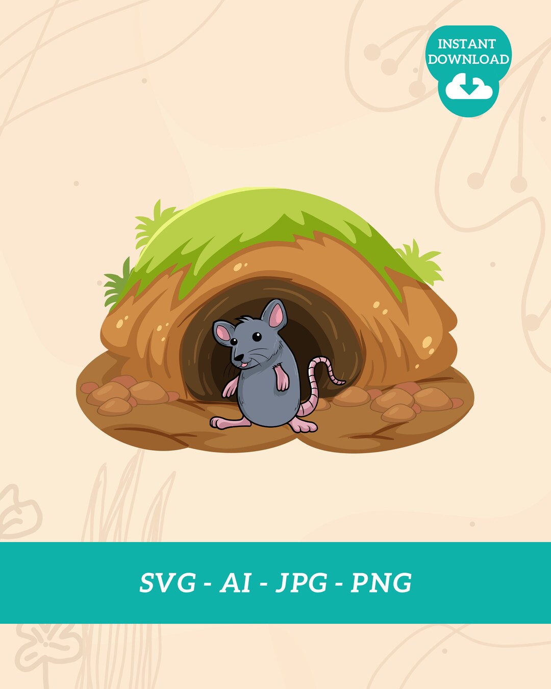 Mouse in Hole Wall Decal Sticker Instant Download Svg Png - Etsy