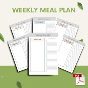 Minimalist Weekly Meal Plan Pdf,weekly Planner for Each Day With a New ...