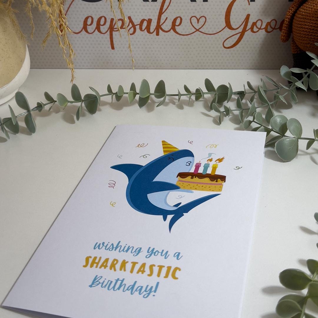 Shark Birthday Card: Sharktastic A5 Card With Envelope - Etsy
