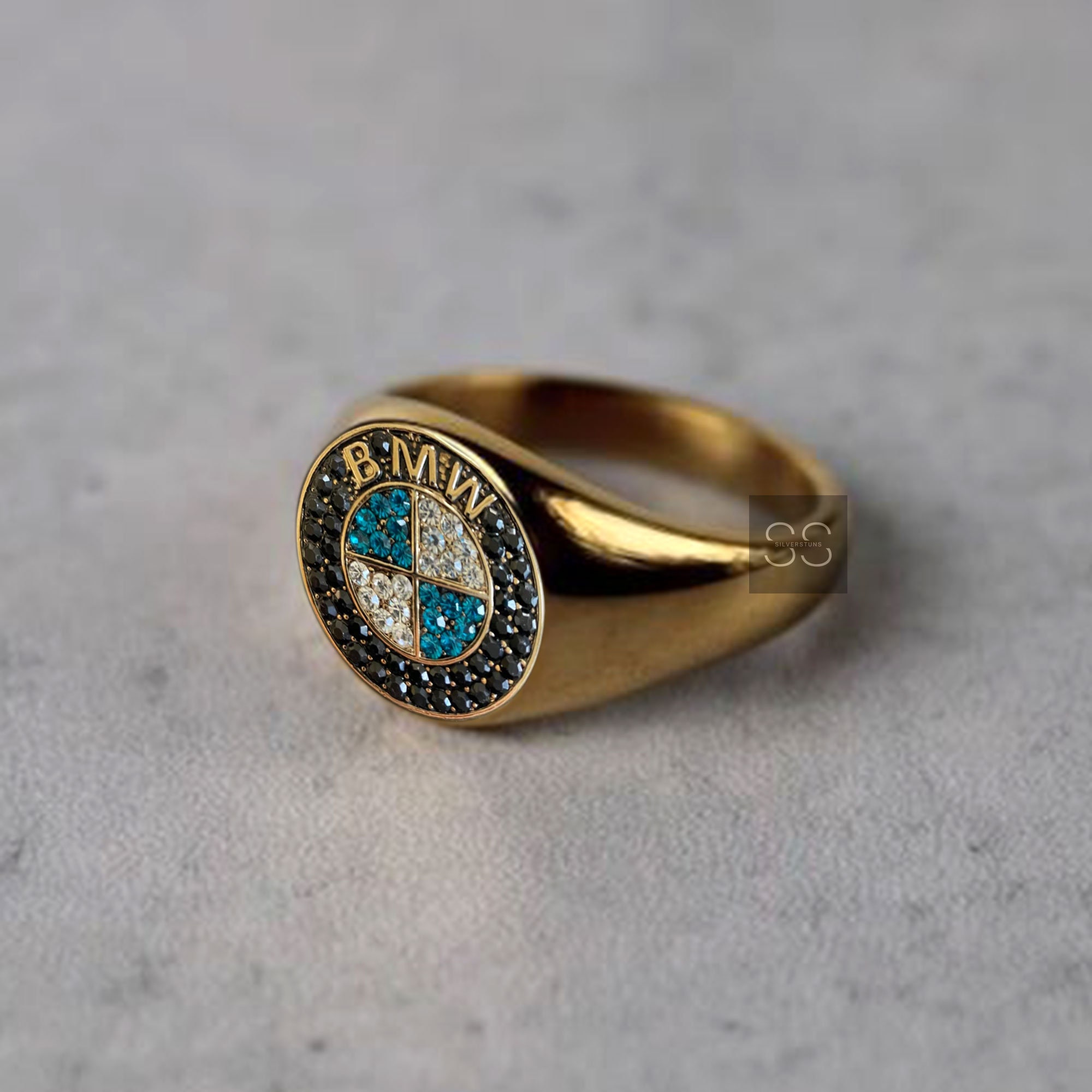 BMW Signet Ring BMW Ring Men Signet Ring Yellow Gold Ring - Etsy