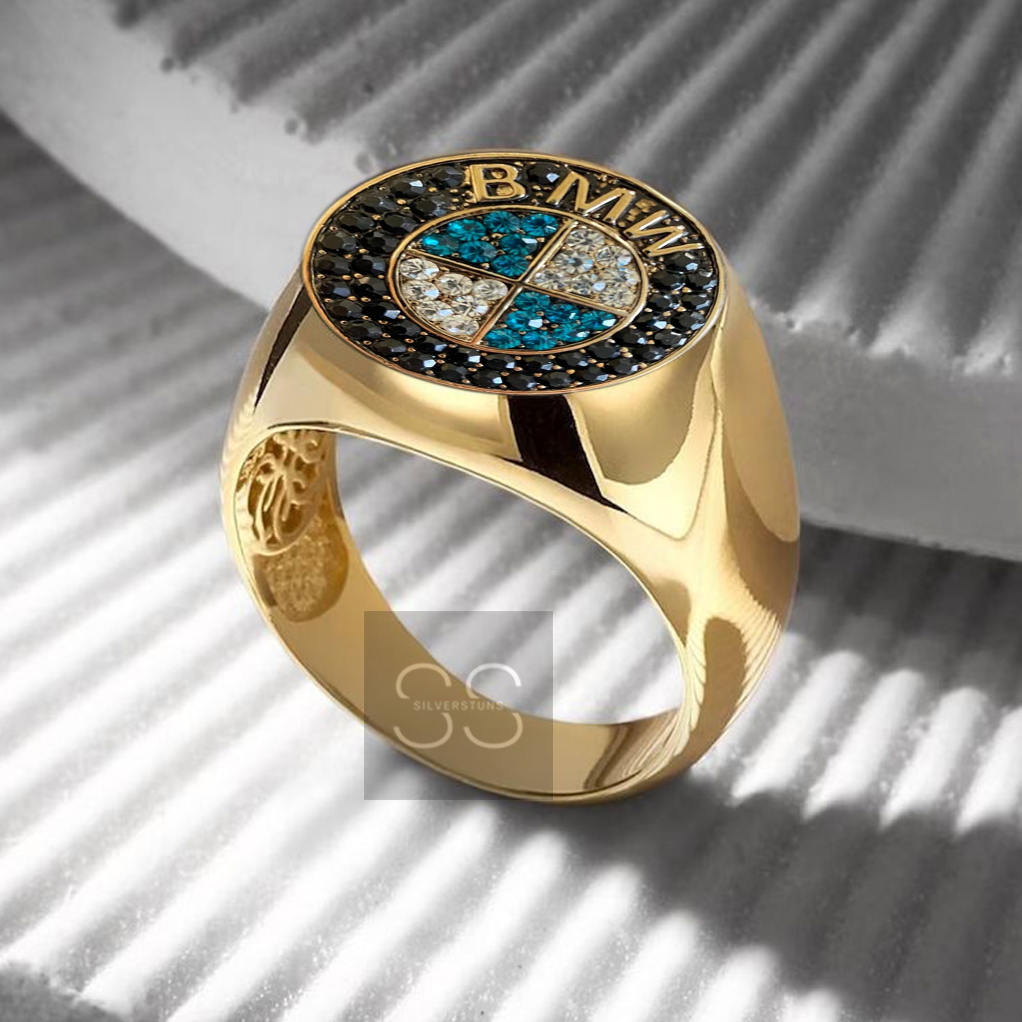 BMW Signet Ring BMW Ring Men Signet Ring Yellow Gold Ring - Etsy