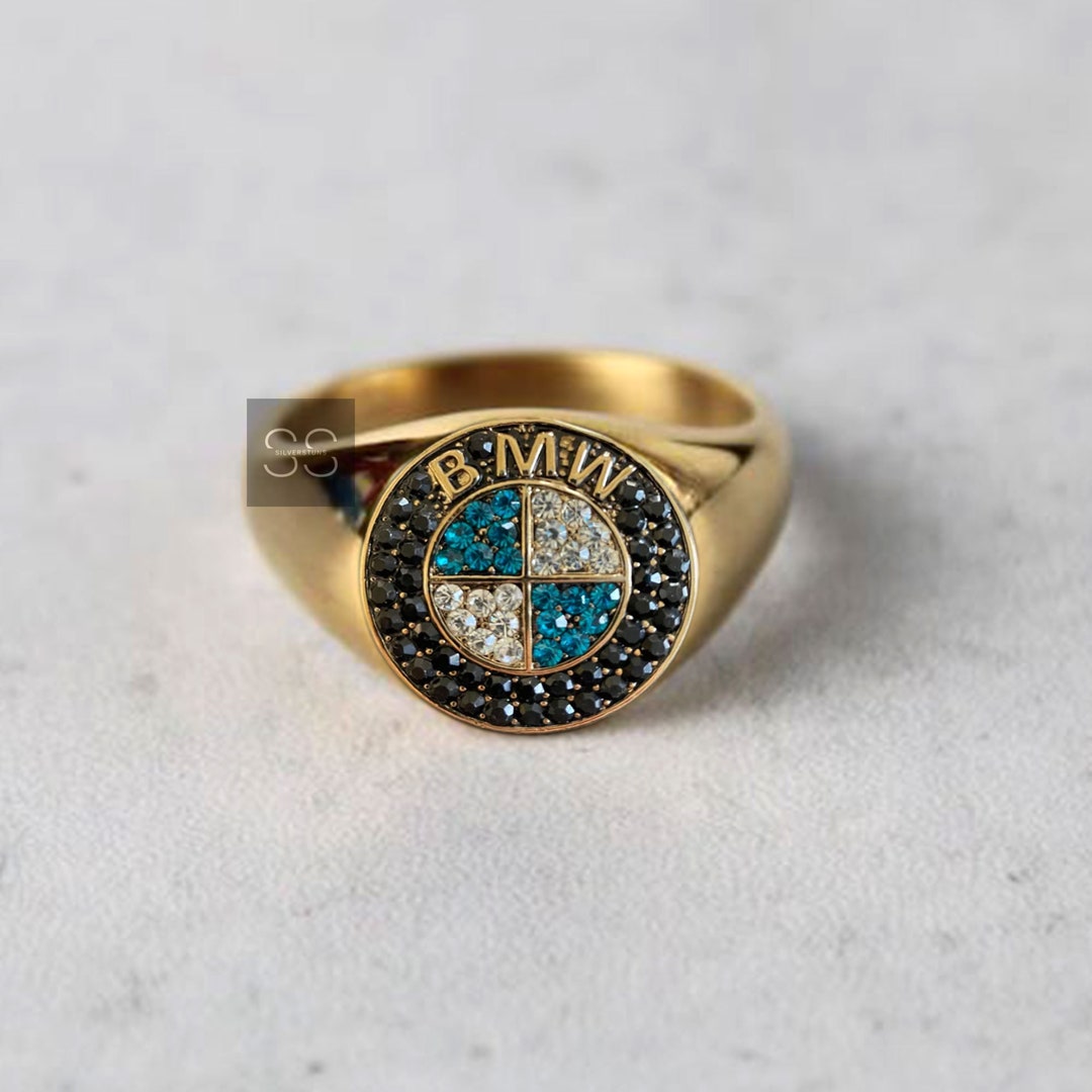 BMW Signet Ring BMW Ring Men Signet Ring Yellow Gold Ring - Etsy