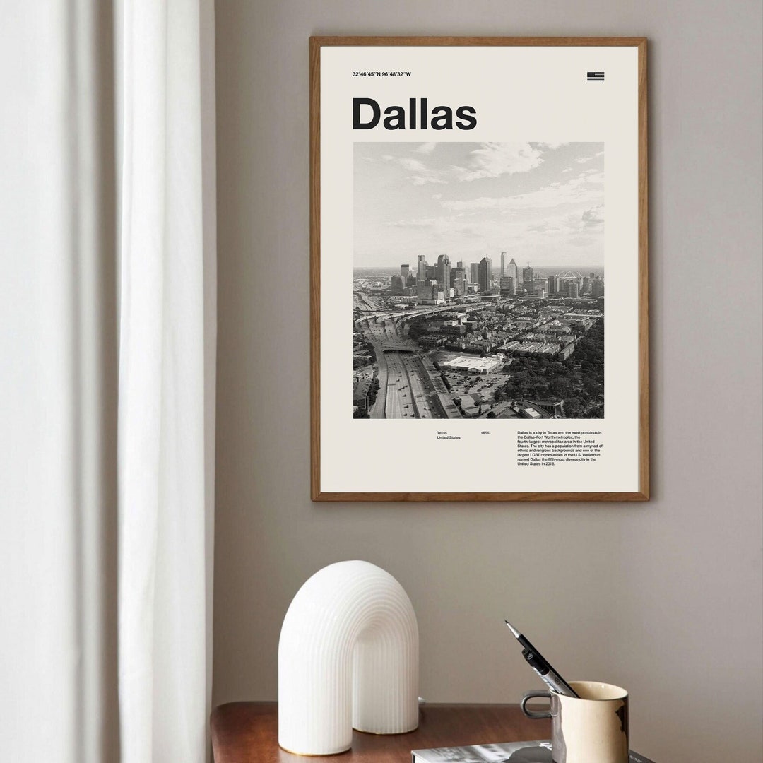 Dallas Art Print | Dallas Poster | Dallas Wall Art | Mid Century Poster ...