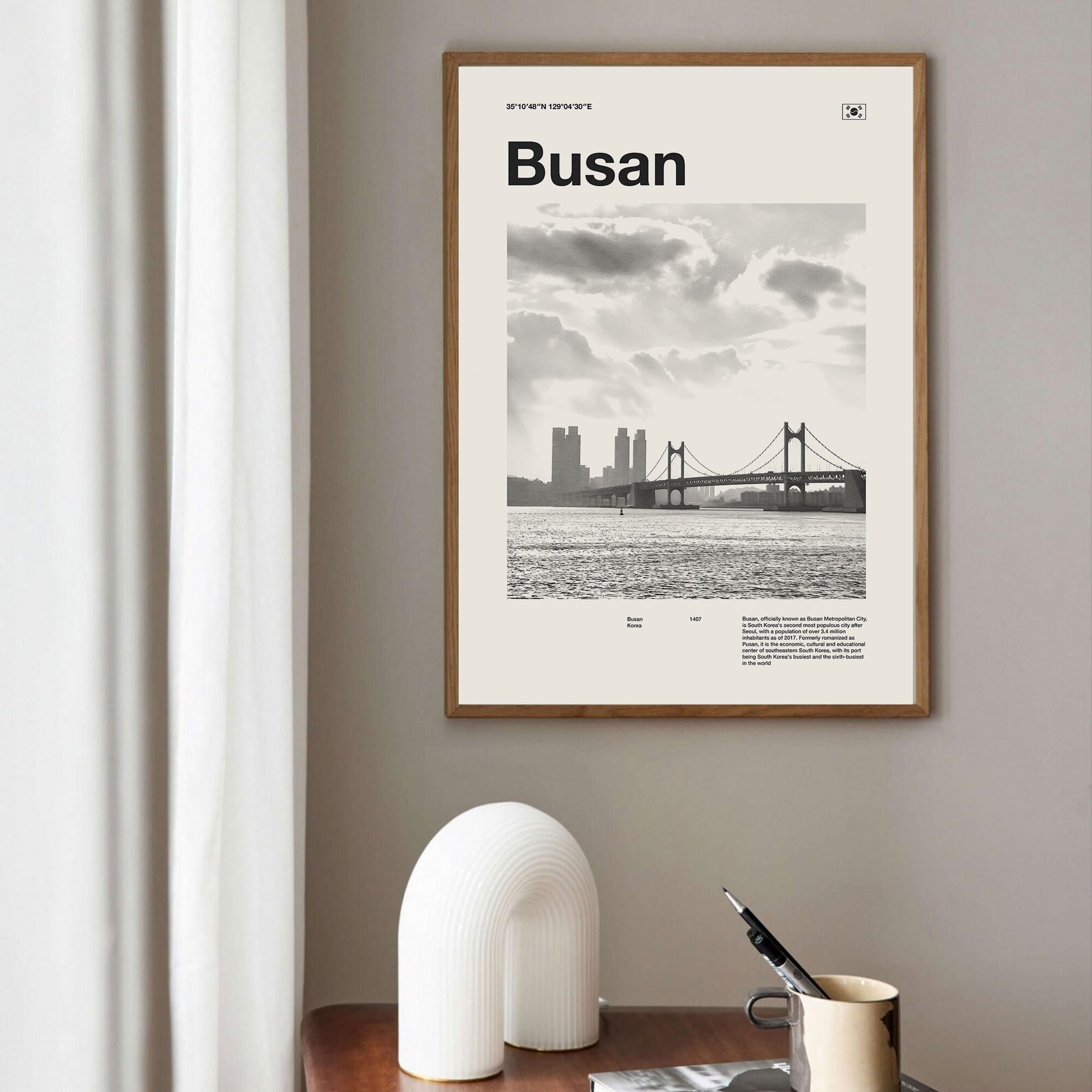 Busan Art Print Busan Poster Busan Wall Art Mid Century Poster Travel ...