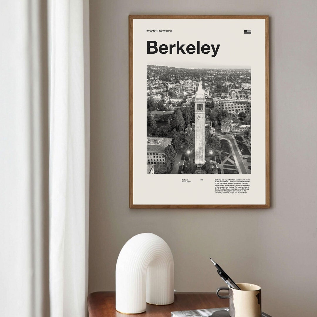 Berkeley City Art Print | Berkeley Poster | Berkeley Wall Art | Mid ...