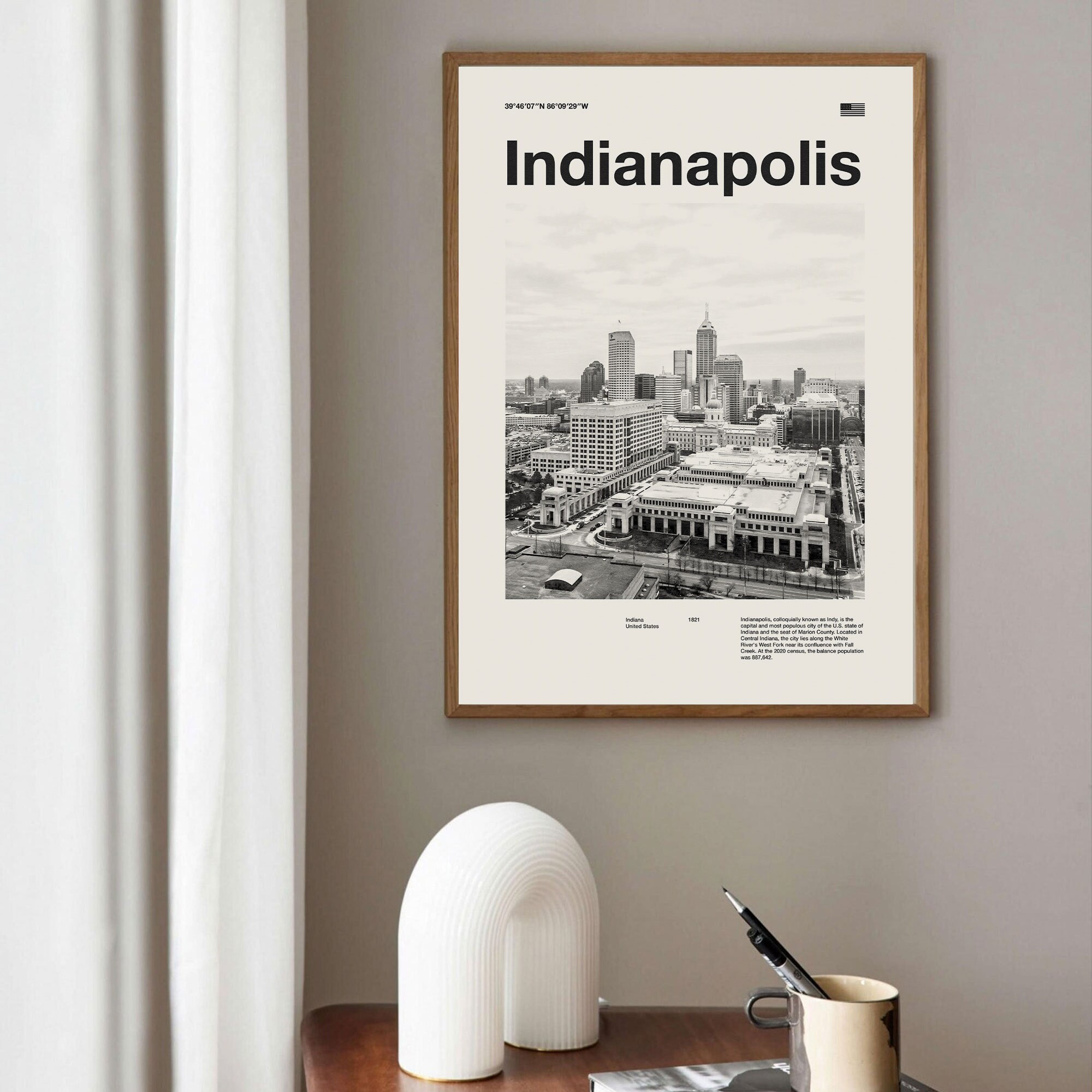 Indianapolis Print Indianapolis Poster Indianapolis Wall Art Mid ...