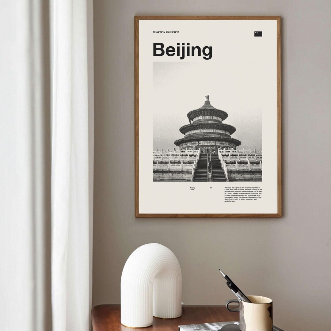 Beijing Art Print | Beijing Poster | Beijing Wall Art | Mid Century ...