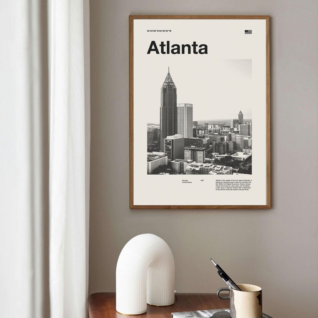 Atlanta Art Print | Atlanta Poster | Atlanta Wall Art | Mid Century ...