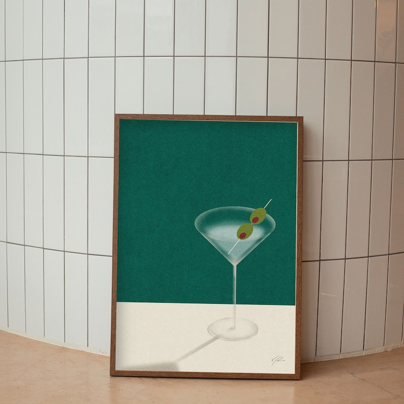 Martini Cocktail Minimalist Poster | Drinks Poster | Art Deco Poster ...