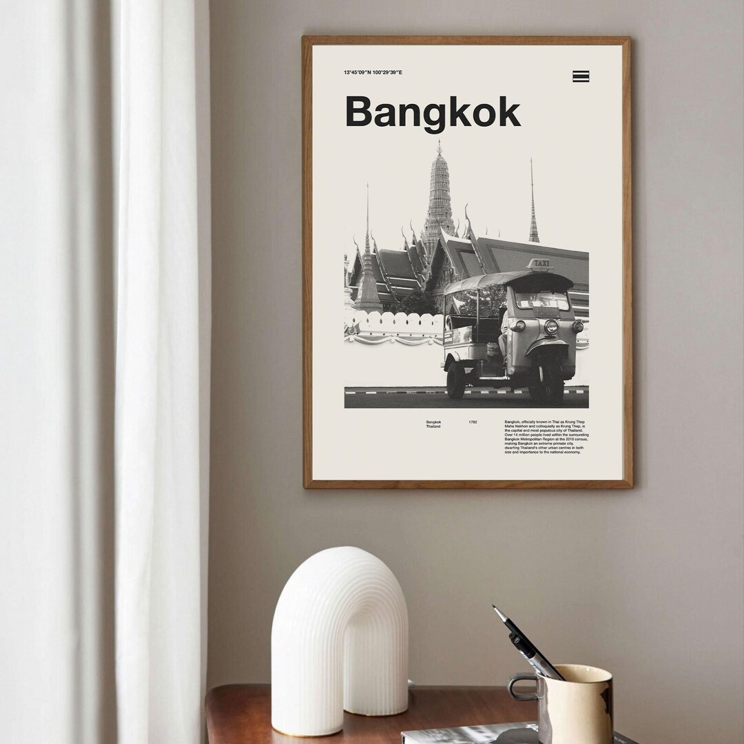 Bangkok Art Print | Bangkok Poster | Bangkok Wall Art | Mid Century ...