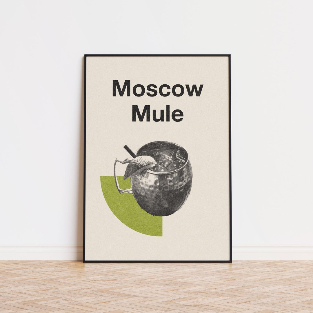 Moscow Mule Cocktail Minimalist Poster | Drinks Poster | Art Deco ...